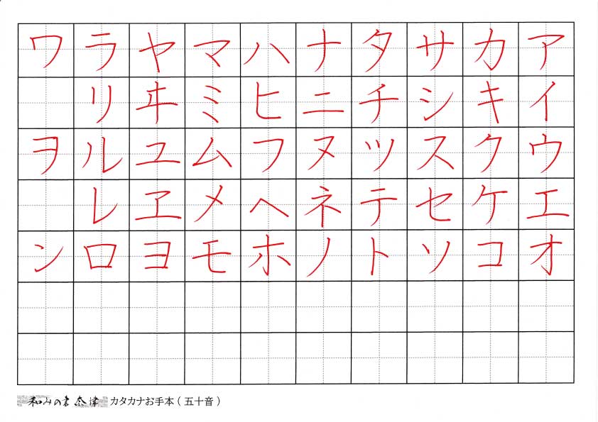 きれいな字の書き方～カタカナ編～ | 和みの書 奈津